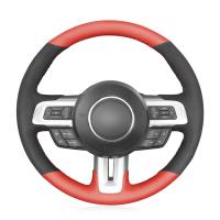 China Hand sewing Durable PU Leather Steering Wheel Cover For Ford Mustang 2015-2023 for sale