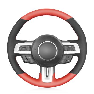 China Hand sewing Durable PU Leather Steering Wheel Cover For Ford Mustang 2015-2023 for sale