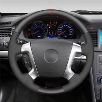 China Hand Stitching Black PU Leather Suede Steering Wheel Cover for Chevrolet Epica 2006 2007 2008 2009 2010 2011 for sale