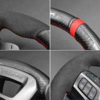 China DIY carbon fiber plus vegan suede steering wheel cover for Ford Ranger Raptor 2019-2021 customized steering wheel wrap for sale