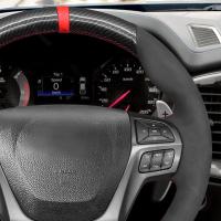 China DIY carbon fiber plus vegan suede steering wheel cover for Ford Ranger Raptor 2019-2021 customized steering wheel wrap for sale