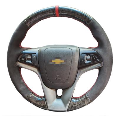 China Hand Sewing Forged Carbon Suede Steering Wheel Cover for Chevrolet Holden Cruze Aveo Orlando Ravon R4 for sale