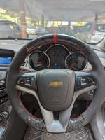 China Hand Sewing Forged Carbon Suede Steering Wheel Cover for Chevrolet Holden Cruze Aveo Orlando Ravon R4 for sale