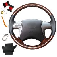 China MEWANT For Toyota Highlander Camry Provide the Handmade Sewing Carbon Fiber Suede Leather 3D Steering Wheel Covers for sale