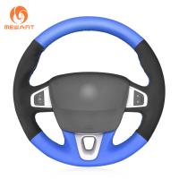 China Hand Sewing Blue Leather Black Suede Steering Wheel Cover for Renault Megane 3 Coupe RS 2010 2011 2012 2013 2014 2015 2016 for sale
