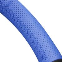 China Hand Sewing Blue Leather Black Suede Steering Wheel Cover for Renault Megane 3 Coupe RS 2010 2011 2012 2013 2014 2015 2016 for sale