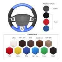 China Hand Sewing Blue Leather Black Suede Steering Wheel Cover for Renault Megane 3 Coupe RS 2010 2011 2012 2013 2014 2015 2016 for sale