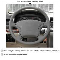 China Hand Sewing Black DIY PU Leather Steering Wheel Cover For Toyota Sequoia Land Cruiser Prado 2003 2004 2005 2006 2007 2008 2009 for sale