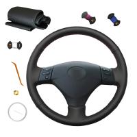 China Car Accessories Interior Black Genuine Leather Custom Steering Wheel Cover For Toyota Corolla Verso 2006 Camry 2004 2005 2006 for sale