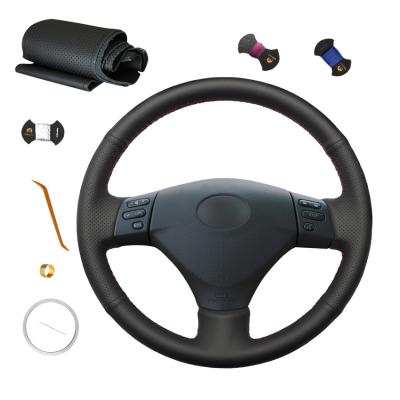 China Car Accessories Interior Black Genuine Leather Custom Steering Wheel Cover For Toyota Corolla Verso 2006 Camry 2004 2005 2006 for sale