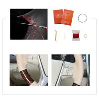 China Wood Grain Carbon Fiber Beige Leather Hand Sewing Custom Steering Wheel Cover For Volvo S80 2010 XC70 2011 for sale