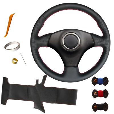 China Custom Design Black Genuine Leather DIY Steering Wheel Cover For Toyota RAV4 Celica MR2 1998 1999 2000 2001 2002 2003 2004 2005 for sale
