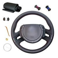 China Car Accessories PU Leather Black Custom Steering Wheel Cover For Citroen C4 Picasso 2007 2008 2009 2010 2011 2012 2013 for sale