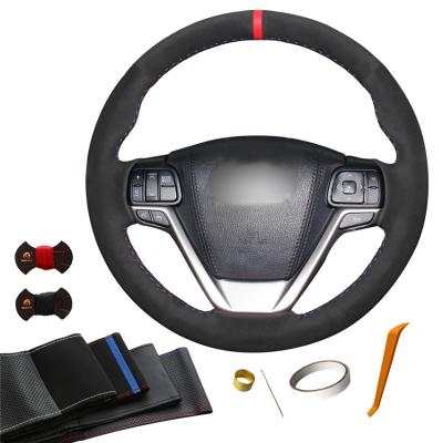China Black Suede Custom Design DIY Steering Wheel Cover For Toyota Highlander Sienna 2014 2015 2016 2017 2018 2019 for sale