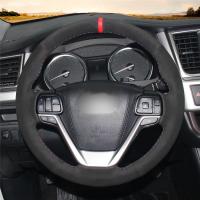 China Black Suede Custom Design DIY Steering Wheel Cover For Toyota Highlander Sienna 2014 2015 2016 2017 2018 2019 for sale