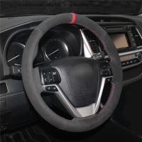 China Black Suede Custom Design DIY Steering Wheel Cover For Toyota Highlander Sienna 2014 2015 2016 2017 2018 2019 for sale