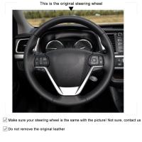 China Black Suede Custom Design DIY Steering Wheel Cover For Toyota Highlander Sienna 2014 2015 2016 2017 2018 2019 for sale