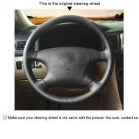 China Custom Artificial Leather Design Black Car Steering Wheel Cover For Toyota Avalon Camry Highlander 2001 2002 2003 2004 for sale