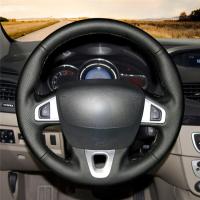 China DIY Leather Stitch Car Steering Wheel Cover for Renault Koleos Fluence ZE Megane Scenic Duster Dacia Clio Captur Kadjar for sale