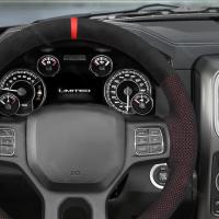 China Car Interior Accessory Handcrafted Premium Athsuede Steering Wheel Cover, Custom Fit for Dodge RAM 1500 3500 2013-2018 Models for sale