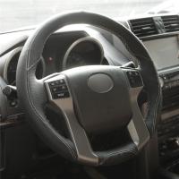 China Brown Leather Black Steering Wheel Wrap For Toyota Land Cruiser Prado 4Runner 2010 2011 2012 2013 2014 2015 2016 2017 2018 2019 for sale