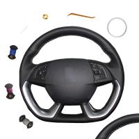 China Car Accessories Black DIY Artificial Leather Hand Stitching Steering Wheel Cover For Citroen DS5 DS 4S for sale
