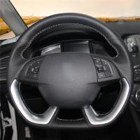 China Car Accessories Black DIY Artificial Leather Hand Stitching Steering Wheel Cover For Citroen DS5 DS 4S for sale