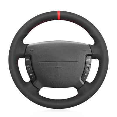 China Car Accessories Hand Siticthed Black Genuine Leather Steering Wheel Cover for Ford Falcon 2002-2008 for sale