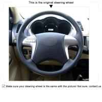 China DIY Car Interior Accessories Black PU Leather Customized Steering Wheel Cover For Toyota Hilux 2012 2013 2014 2015 Fortuner for sale