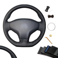 China Car Accessories Black Artificial Leather Customized Steering Wheel Cover For Citroen Elysee C-Elysee New Elysee 2014 for sale