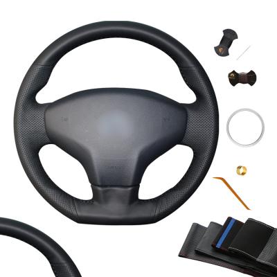China Car Accessories Black Artificial Leather Customized Steering Wheel Cover For Citroen Elysee C-Elysee New Elysee 2014 for sale