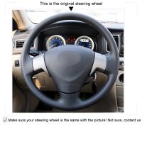 China Genuine Leather Black Hand Sewing Custom Steering Wheel Cover For Toyota Corolla Matrix Auris 2007 2008 2009 2010 2011 2012 2013 for sale