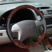 China Wood Grain Carbon Fiber Black Leather Steering Wheel Cover For Toyota Highlander Camry 2007 2008 2009 2010 2011 2012 2013 2014 for sale