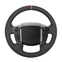 China High Quality Customized Hand Sewing Suede Steering Wheel Cover With Red Stripe for Land Rover Discovery 4 2010-2016 for sale
