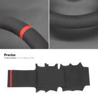 China High Quality Customized Hand Sewing Suede Steering Wheel Cover With Red Stripe for Land Rover Discovery 4 2010-2016 for sale