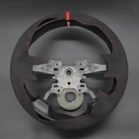 China High Quality Customized Hand Sewing Suede Steering Wheel Cover With Red Stripe for Land Rover Discovery 4 2010-2016 for sale