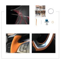 China Car Accessories DIY Design Brown Black Suede Hand Sewing Personalized DIY Steering Wheel Cover For Citroen DS5 DS 4S for sale