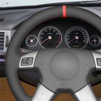 China Custom Black Suede Hand Stitching Steering Wheel Cover for Vauxhall Opel Vectra C Holden Signum 2002 2003 2004 2005 for sale