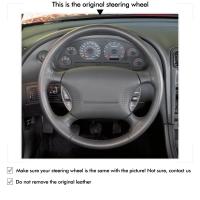 China MEWANT Custom Hand Stitching Black Carbon Fiber Steering Wheel Cover for Ford Mustang 1994-2004 for sale