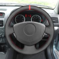 China Hand Stitching Artificial Leather Red Marker Steering Wheel Cover for Renault Clio 2 2001-2005 Dacia Sandero 2008-2012 for sale