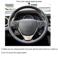 China Car Wrap Genuine Leather Black Custom Steering Wheel Cover For Toyota Corolla iM Auris 2013 2014 2015 2016 2017 2018 2019 for sale