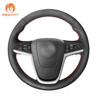 China MEWANT Hand Stitching  Lace Up Leather Red Thin Carbon Fiber Steering Wheel Cover With Bule Strip For Opel Astra Buick for sale