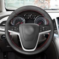 China MEWANT Hand Stitching  Lace Up Leather Red Thin Carbon Fiber Steering Wheel Cover With Bule Strip For Opel Astra Buick for sale