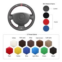 China Hand Stitching Artificial Leather Red Marker Steering Wheel Cover for Renault Clio 2 2001-2005 Dacia Sandero 2008-2012 for sale