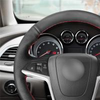 China MEWANT Hand Stitching  Lace Up Leather Red Thin Carbon Fiber Steering Wheel Cover With Bule Strip For Opel Astra Buick for sale