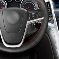 China MEWANT Hand Stitching  Lace Up Leather Red Thin Carbon Fiber Steering Wheel Cover With Bule Strip For Opel Astra Buick for sale