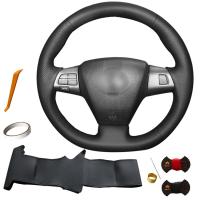 China Custom Design Black Artificial Leather DIY Hand Sewing Wrap Steering Wheel Cover For Toyota Corolla RAV4 2011 2012 2013 for sale