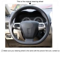 China Custom Design Black Artificial Leather DIY Hand Sewing Wrap Steering Wheel Cover For Toyota Corolla RAV4 2011 2012 2013 for sale