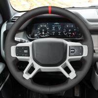 China DIY vegan leather steering wheel cover for Land Rover Defender L663 Discovery L462 2020-2024 customized steering wheel wrap for sale