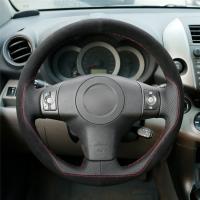 China Suede Leather Black Hand Stitching DIY Steering Wheel Cover For Toyota RAV4 Vios Yaris 2006 2007 2008 2009 2010 2011 2012 2013 for sale